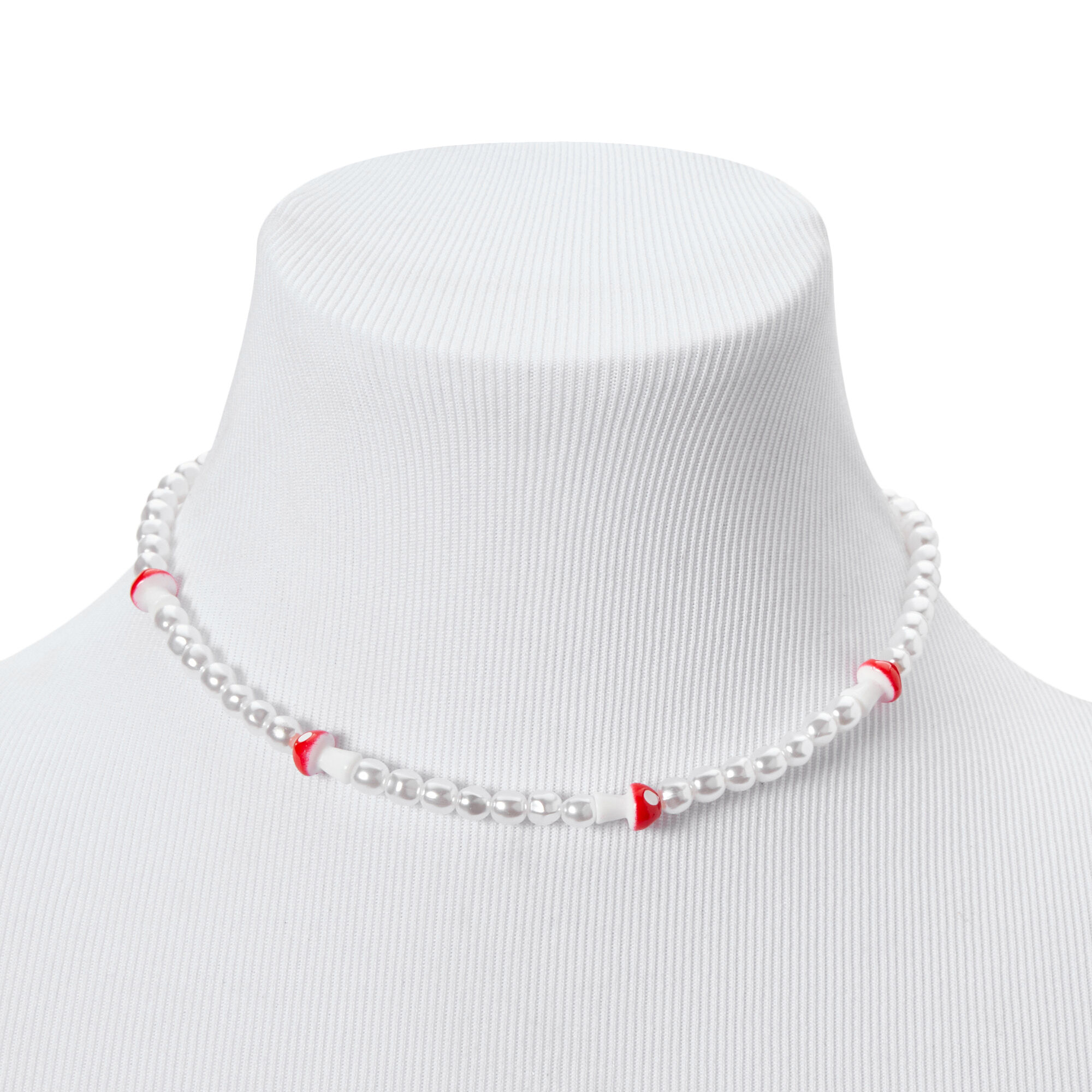 Lucky Mushroom Beaded Pearl Choker Necklace