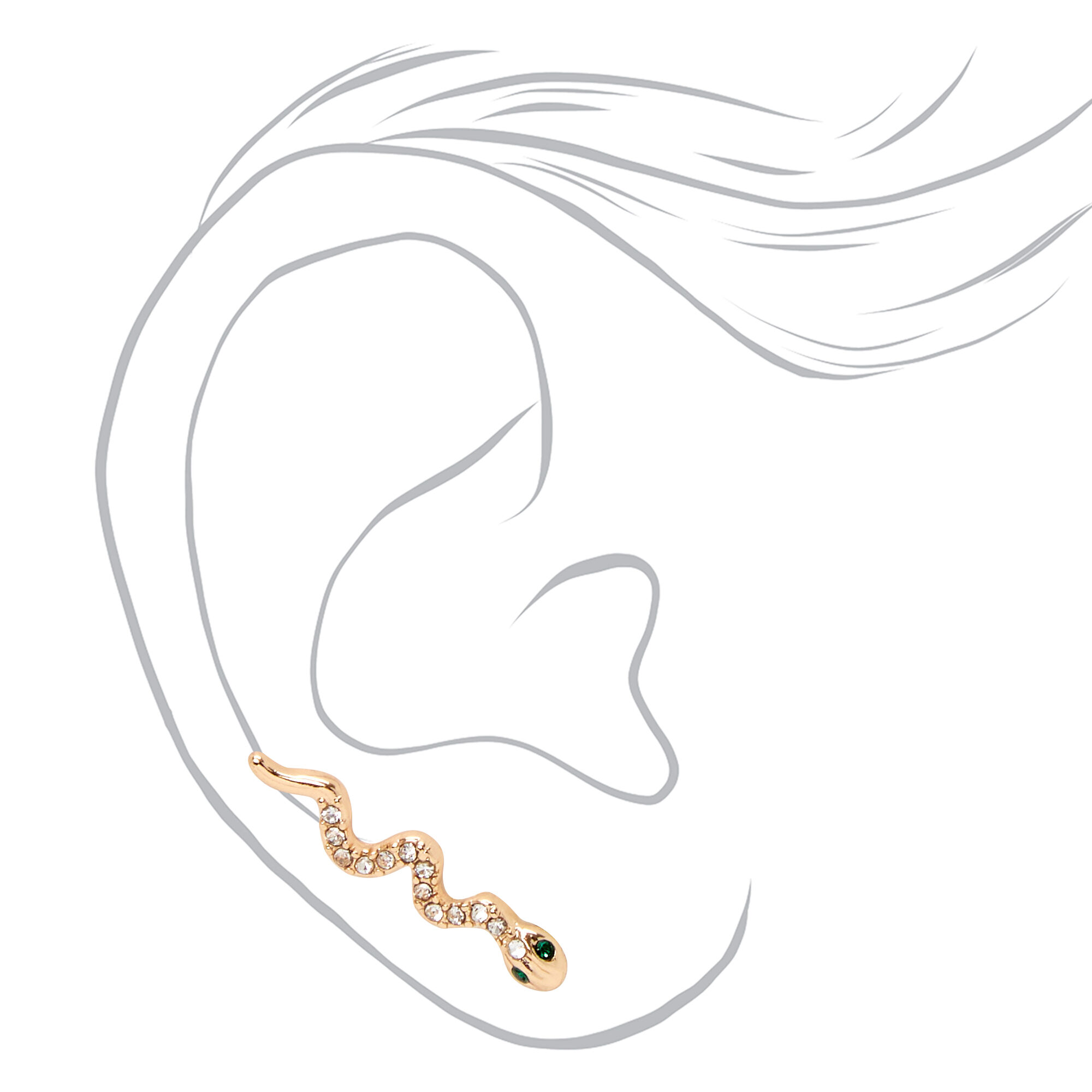 Gold Embellished Snake Ear Crawler Stud Earrings Claire s US
