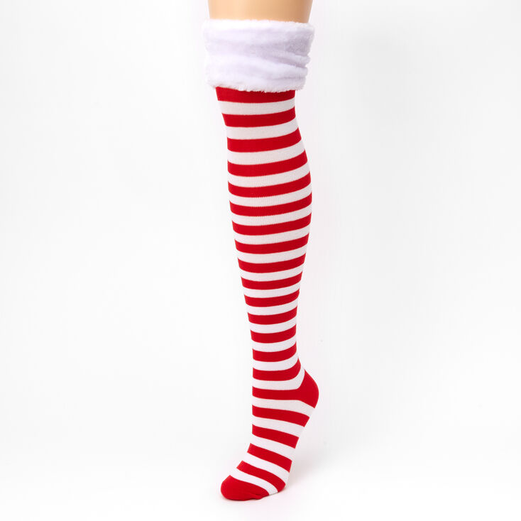Red And White Striped Over The Knee Socks Claires Us
