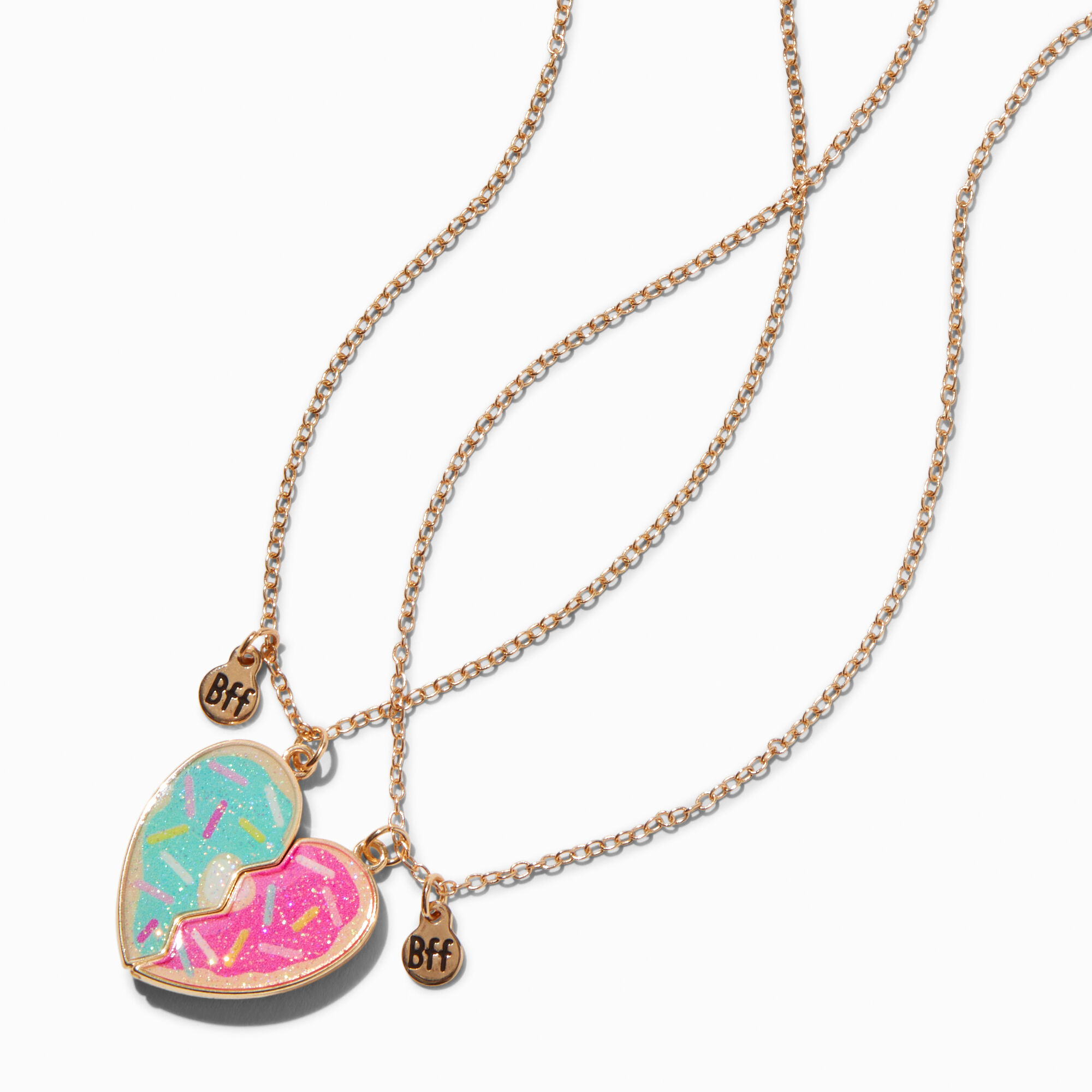 Claire s Birthday Card Best Friends Glitter Heart Pendant Necklace Set 3 Pack