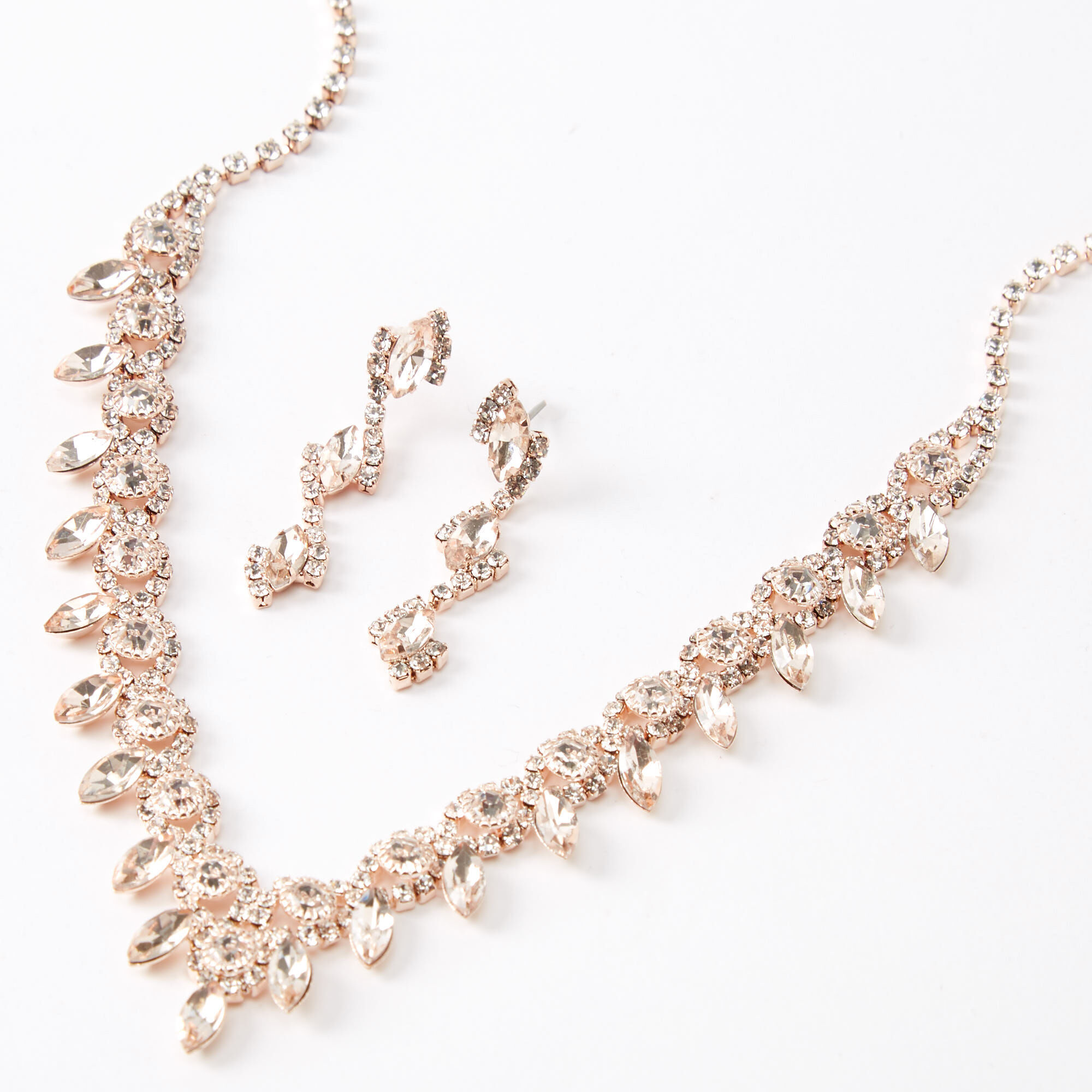 Rose Gold Silk Stone Eyelet V Jewelry Set 2 Pack