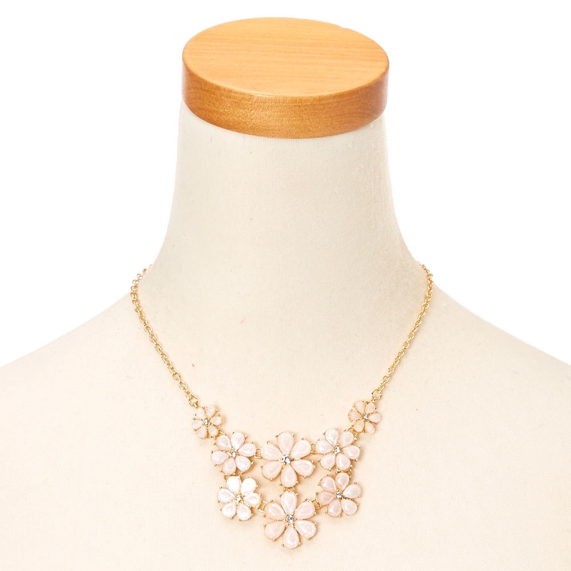 Pink Flower Statement Necklace Claires Us