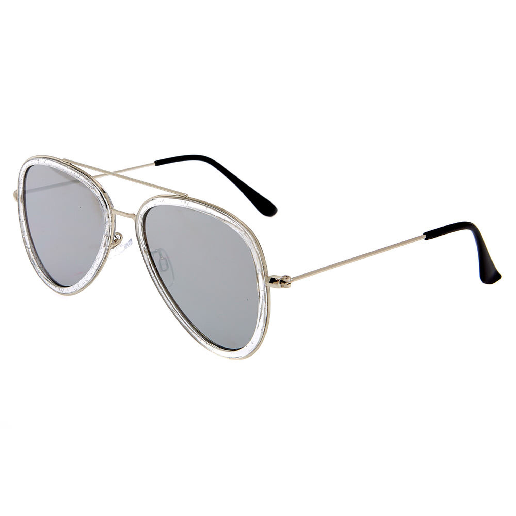 Metallic Frame Aviator Sunglasses Silver Claires Us
