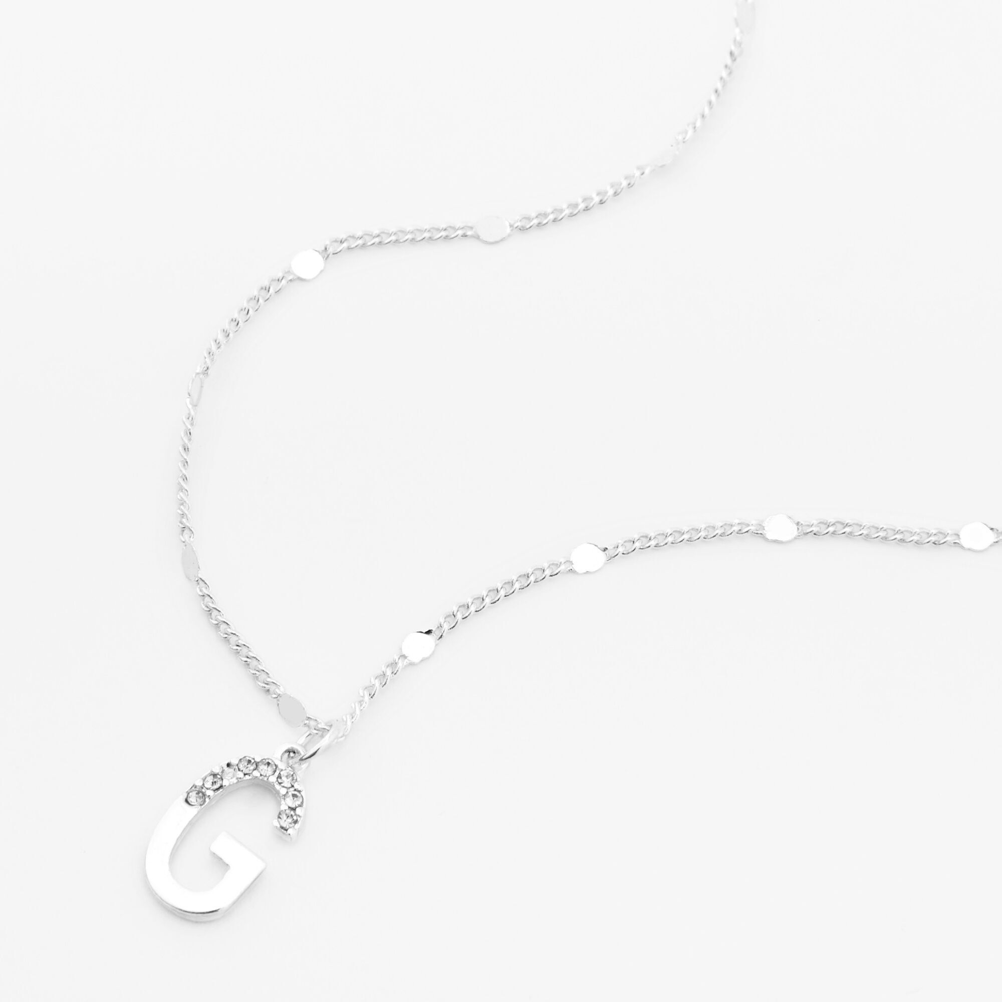 Silver Half Stone Initial Pendant Necklace G Claire s US