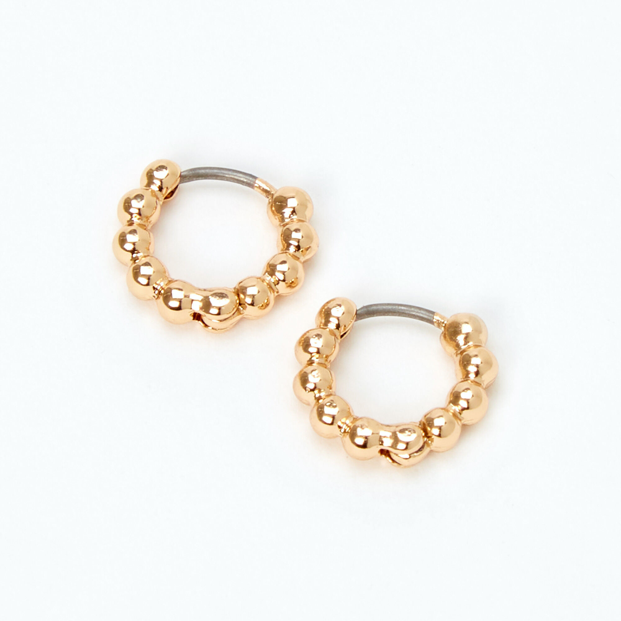 Gold 10MM Beaded Look Hoop Earrings
