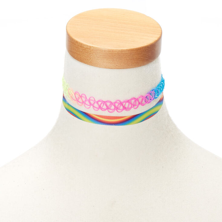 Claires Club Rainbow Choker Necklaces 2 Pack Claires Us