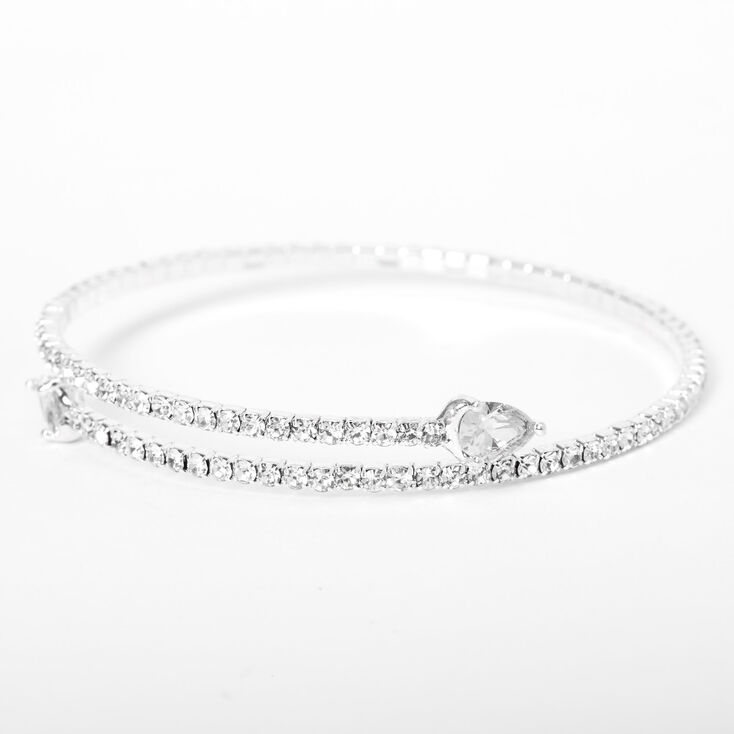 Silver Rhinestone Teardrop Cuff Bracelet | Claire's