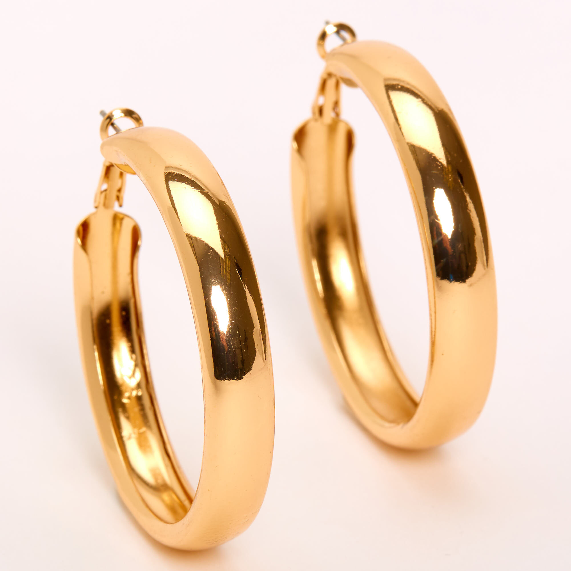 Gold 50MM Tube Hoop Earrings | Claire's