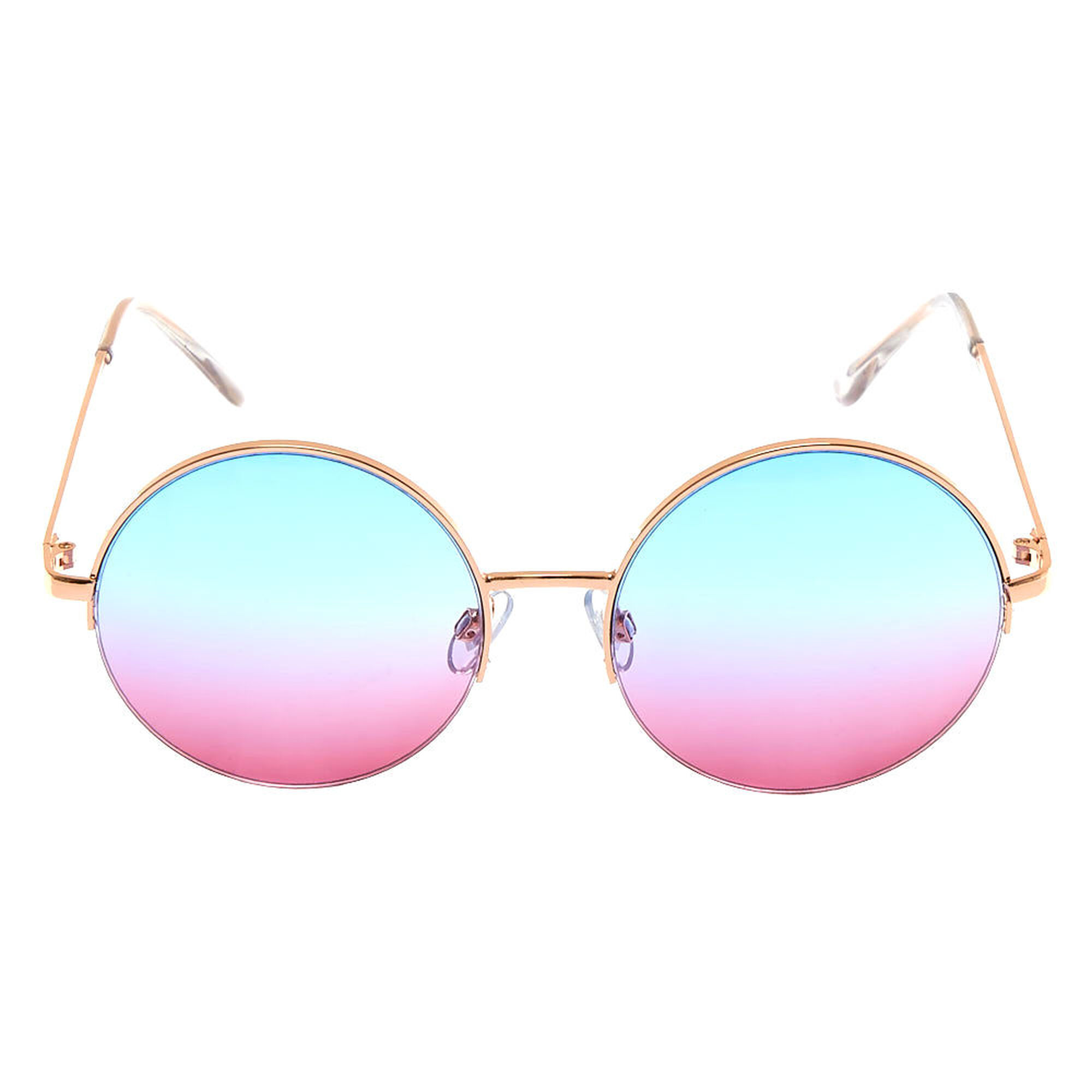 Blue And Pink Ombre Tinted Round Sunglasses Claires Us