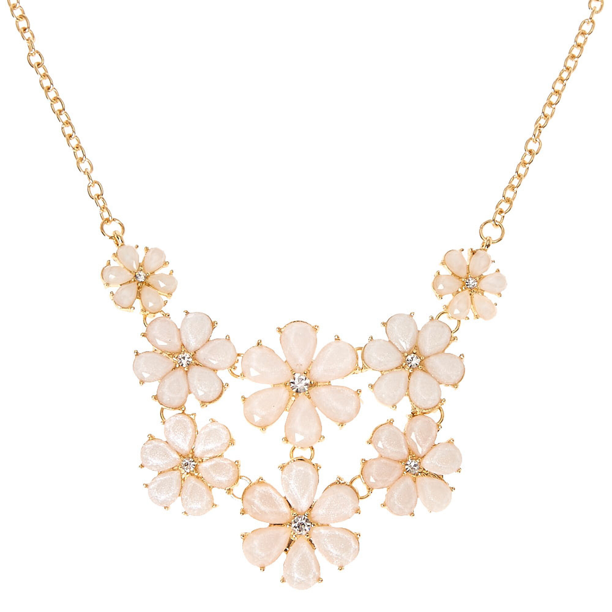 Pink Flower Statement Necklace Claires Us